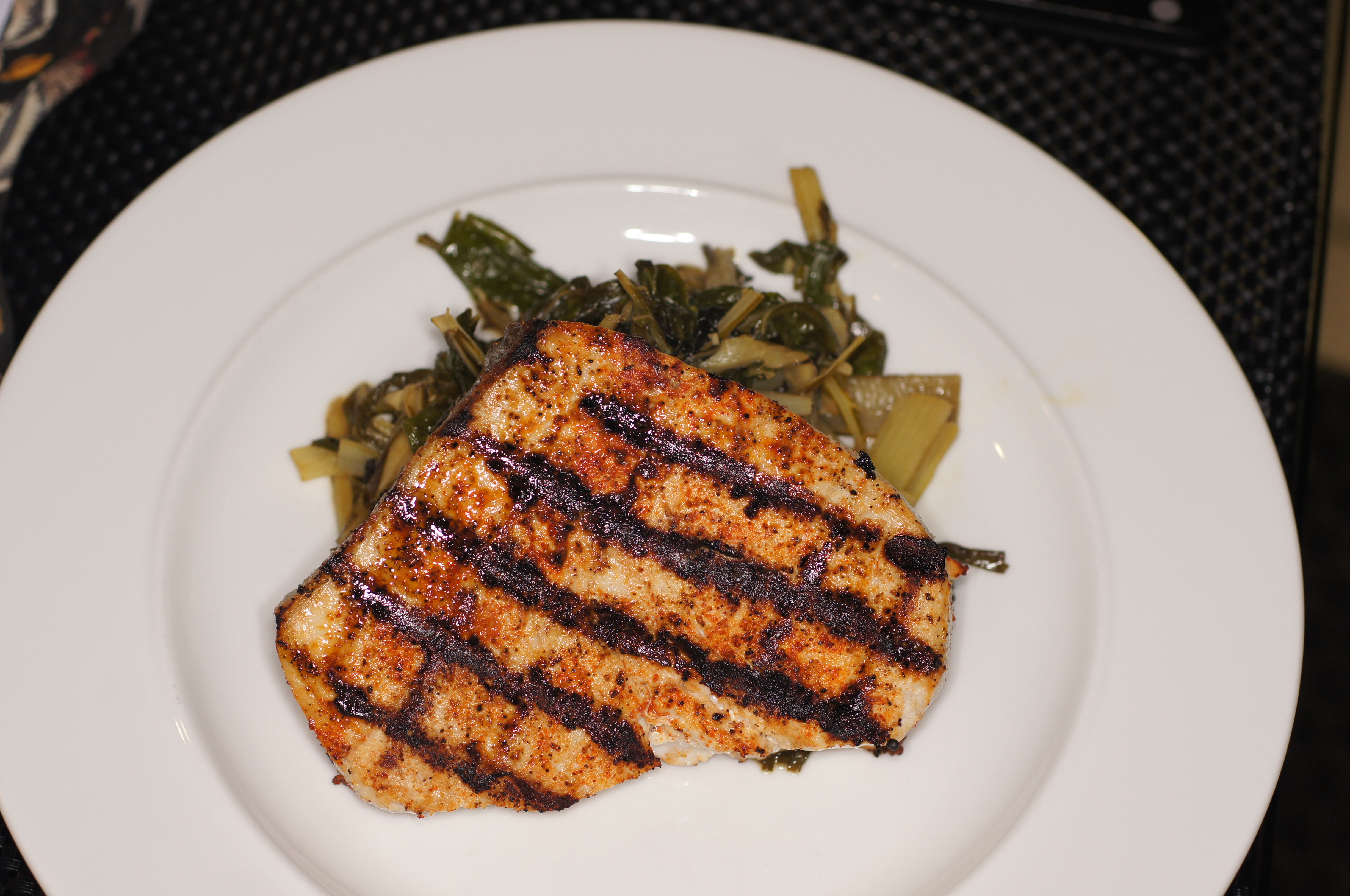 Grilled Swordfish with Orange Ginger Swiss Chard | REMCooks