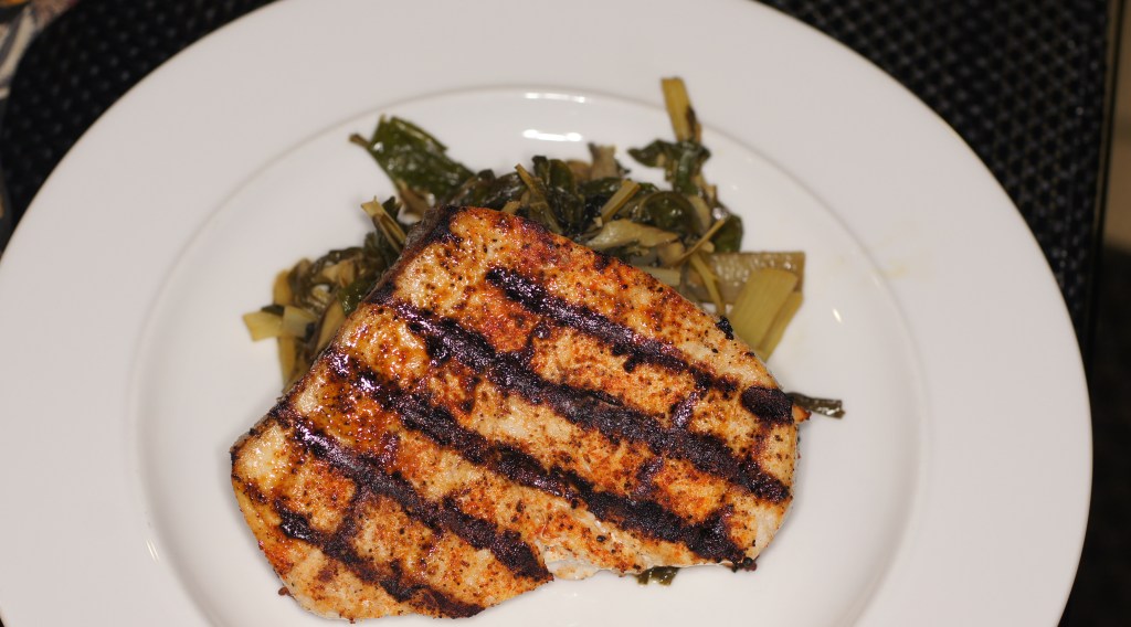 Grilled Swordfish with Orange Ginger Swiss Chard | REMCooks