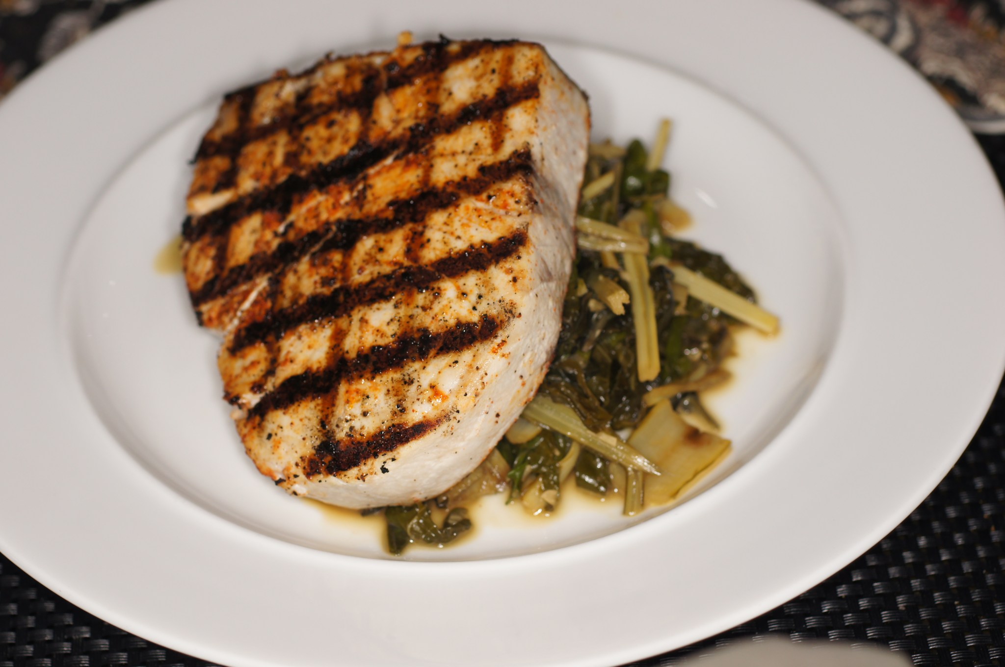 Grilled Swordfish with Orange Ginger Swiss Chard | REMCooks