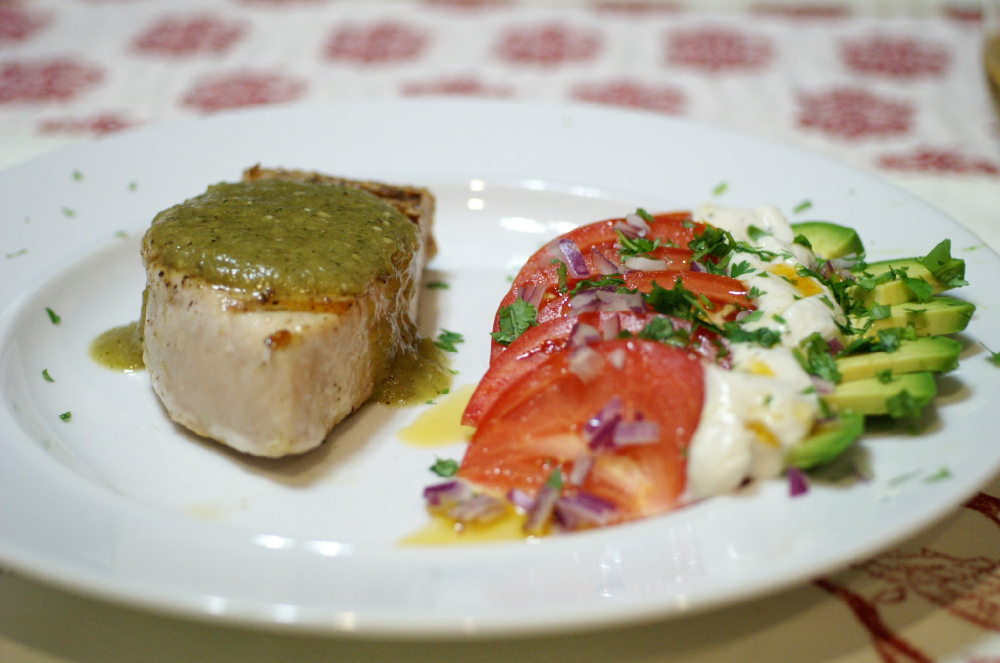 Swordfish with Salsa Verde and Ensalada la Bandera Mexicana (Mexican ...