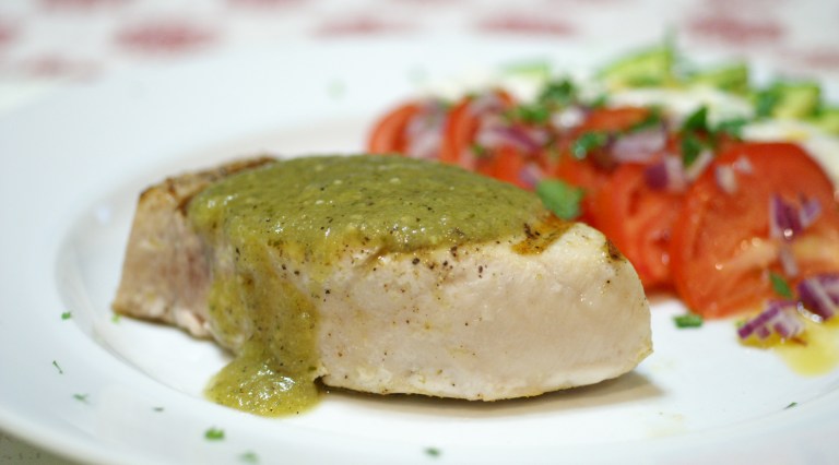 Swordfish with Salsa Verde and Ensalada la Bandera Mexicana (Mexican ...